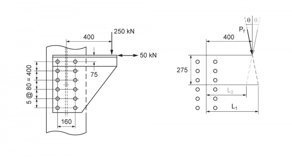 Bolt Groups Subjected to an Eccentric and Inclined Point Load Design - Example Using CISC SDS-2 ...