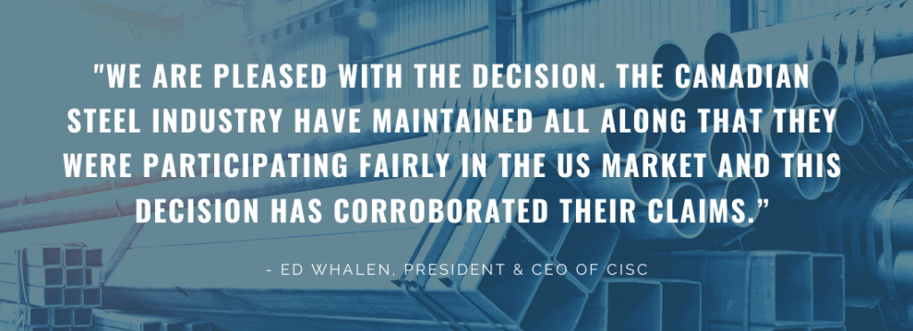 No Injury Finding for Canada on Fabricated Structural Steel – CISC-ICCA