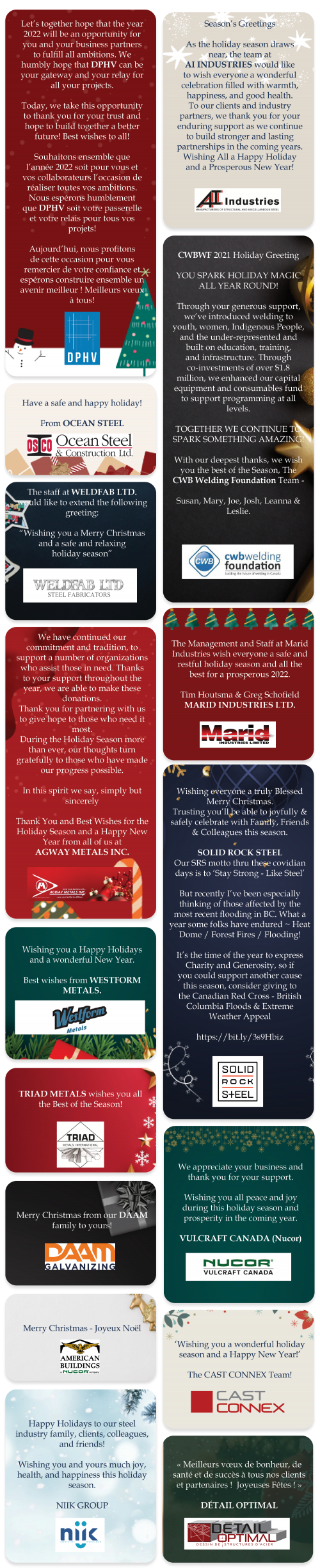The Steel Industry Holiday Greeting Board – CISC-ICCA